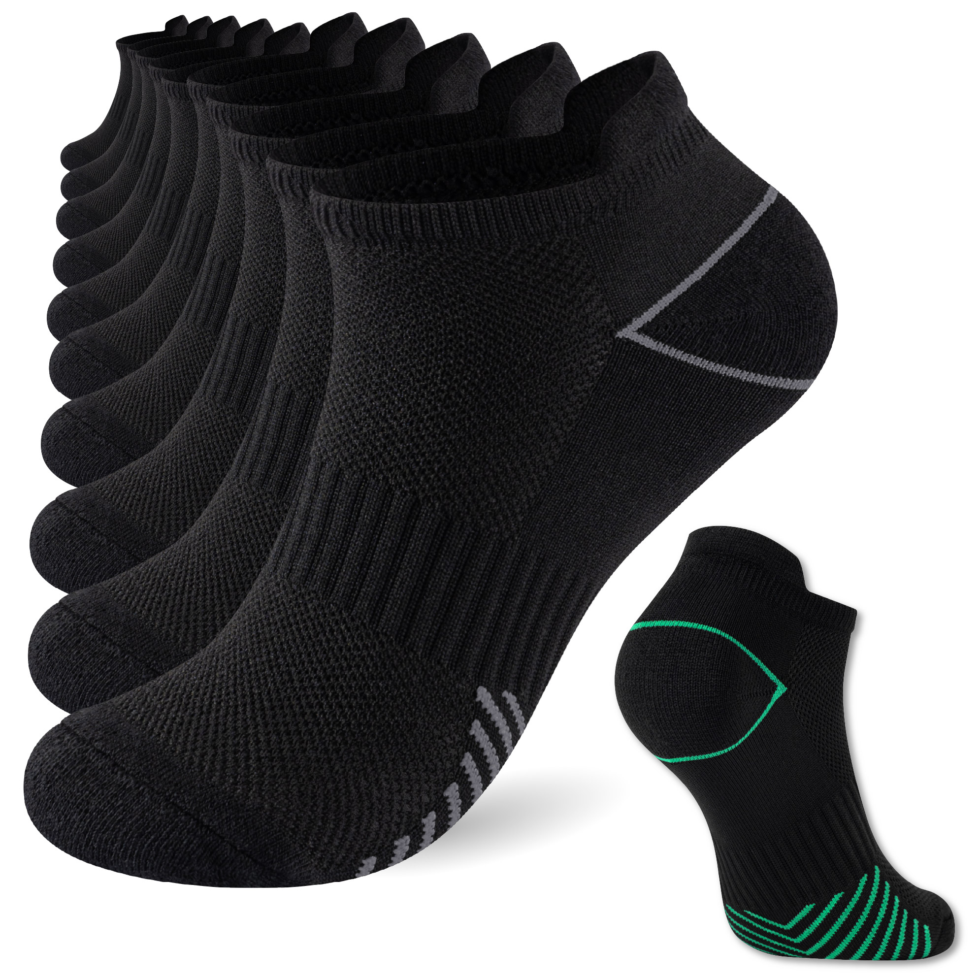 Mens 10 Pack Trainer Liner Socks Sports Gym Running Cushioned Socks ...