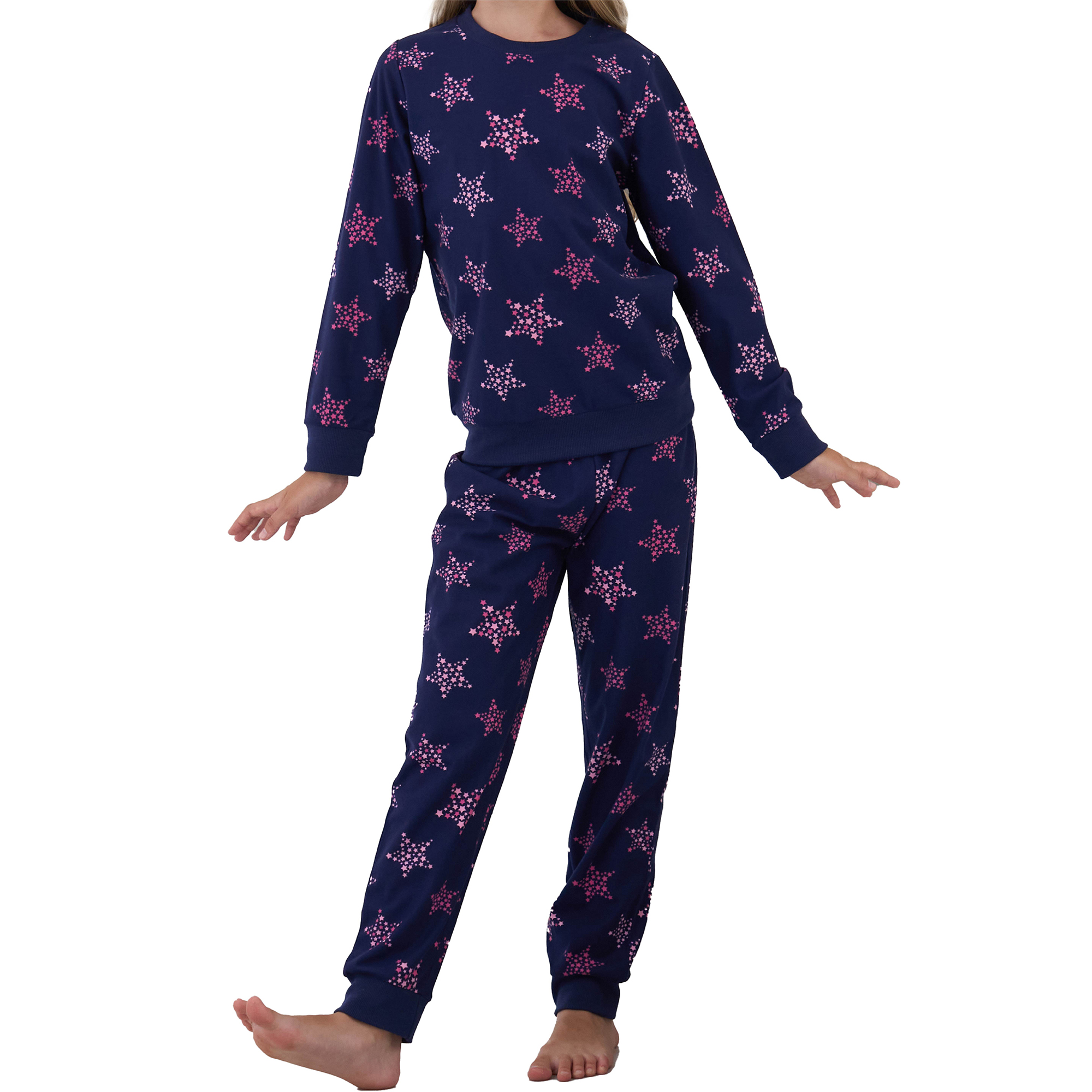 Girls Fleece Pyjamas Supersoft Cosy Set Long Sleeve Hearts Nightwear 4 ...