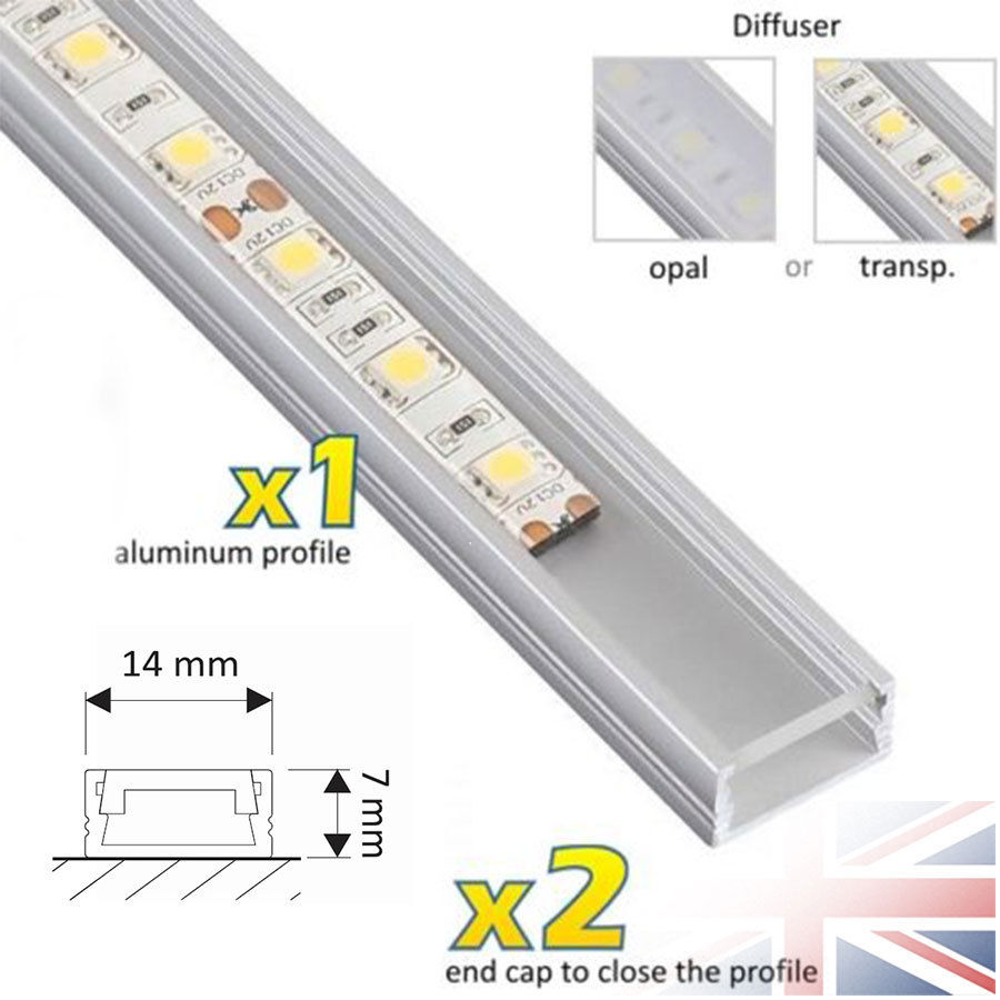 2 Meter Aluminium Channel For LED Strip Light Cover PVC Profile Slim ...