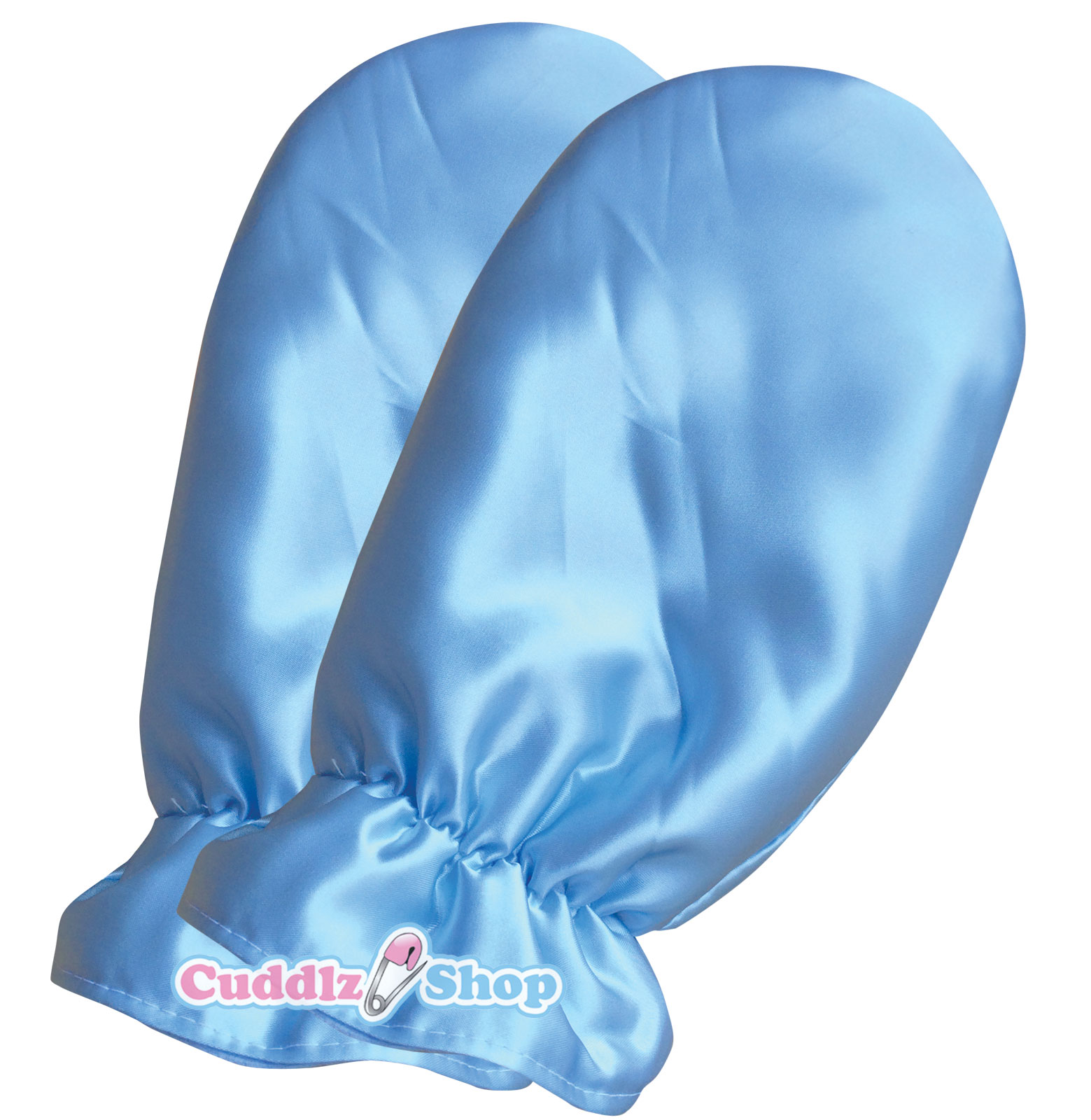 Cuddlz Blue Satin And Cotton Padded Adult Baby Mittens ABDL Mitten ...