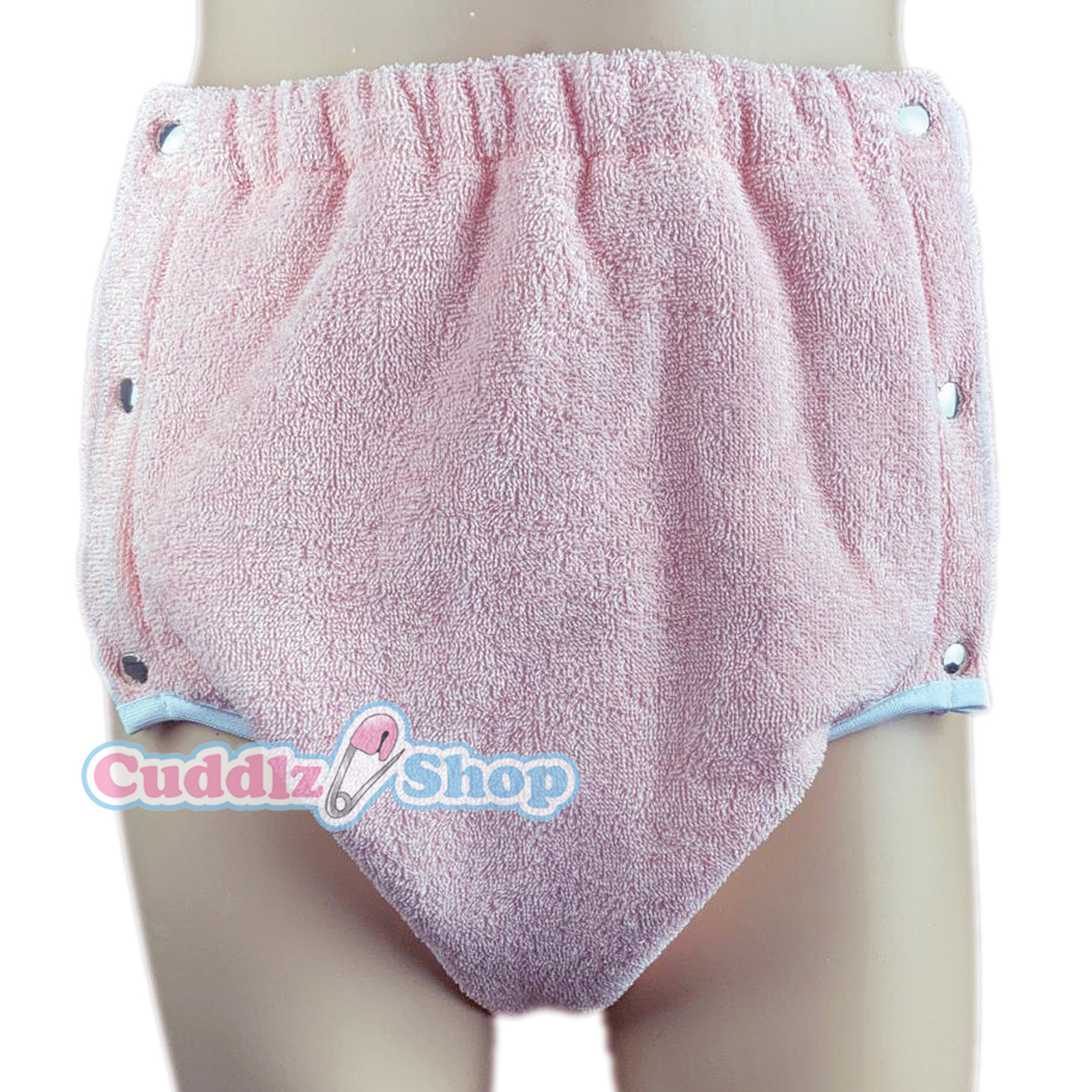 Cuddlz Side Snap Pink Terry Towelling Adult Incontinence Brief Double ...