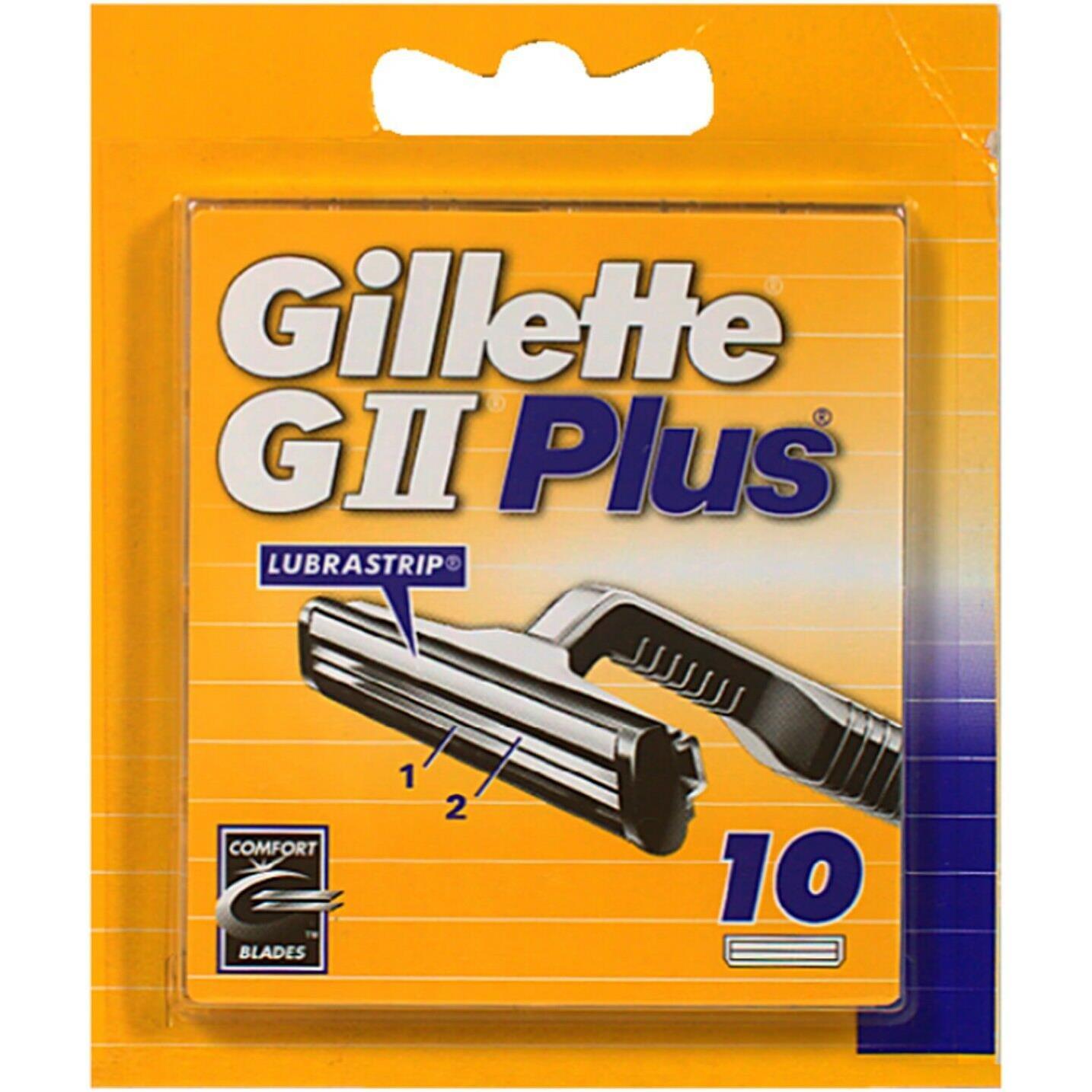 10 x Gillette GII G2 Plus Mens Razor Comfort Blades Lubrastrip ...