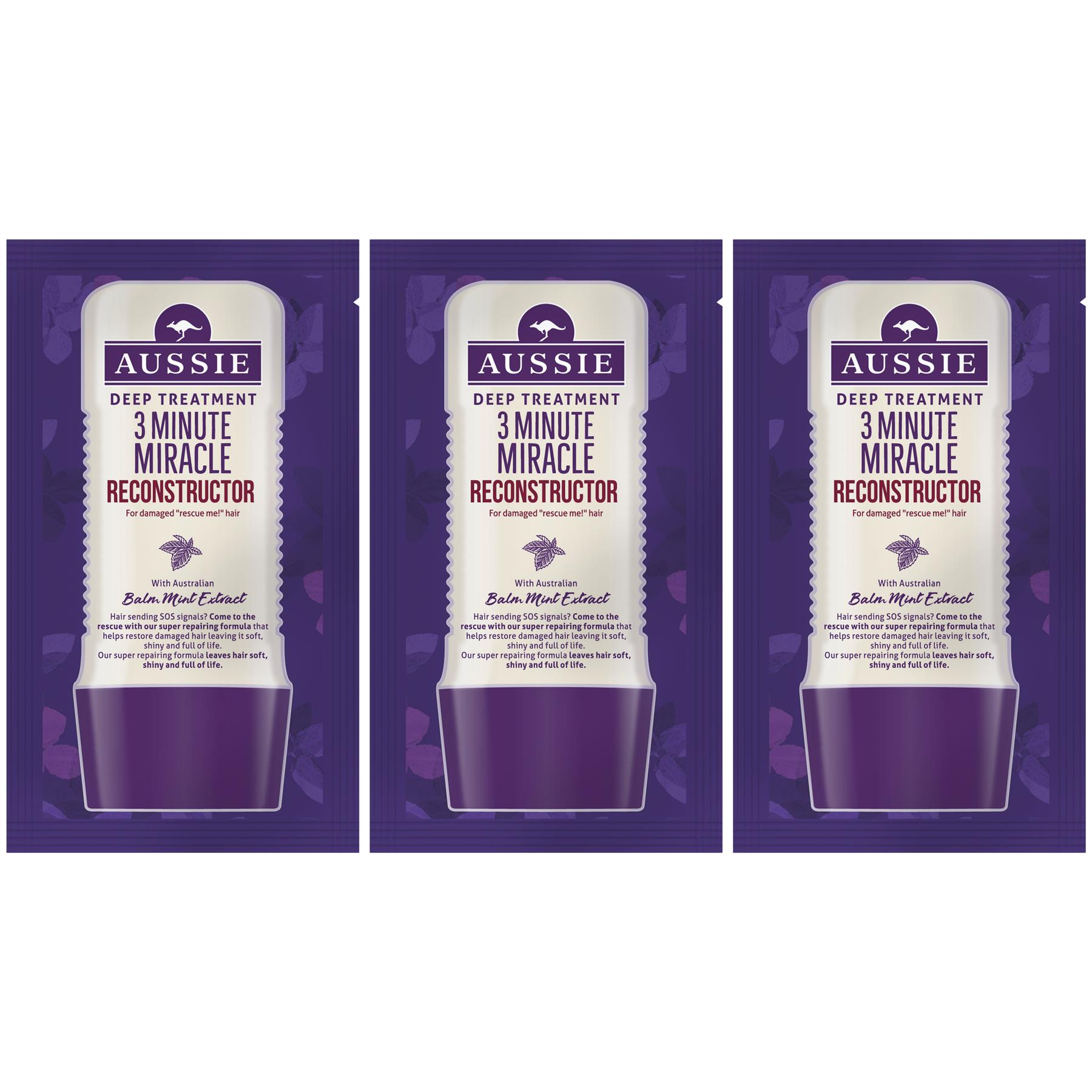 AUSSIE 3 Minute Miracle Reconstructor Deep Treatment Sample 20ml Off ...