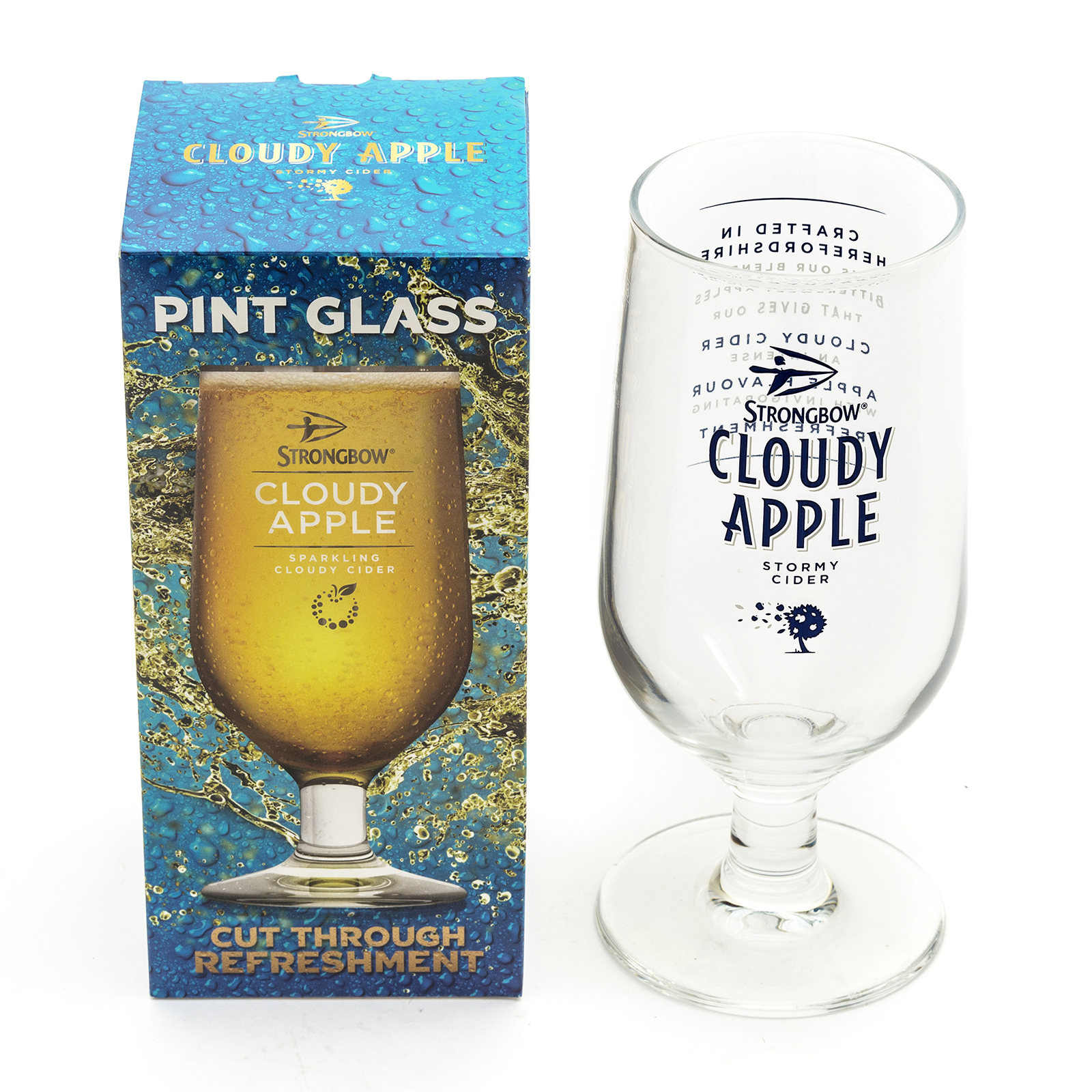 Strongbow Cloudy Apple Stormy Cider Pint No Rim Chalice Glass Home Bar ...