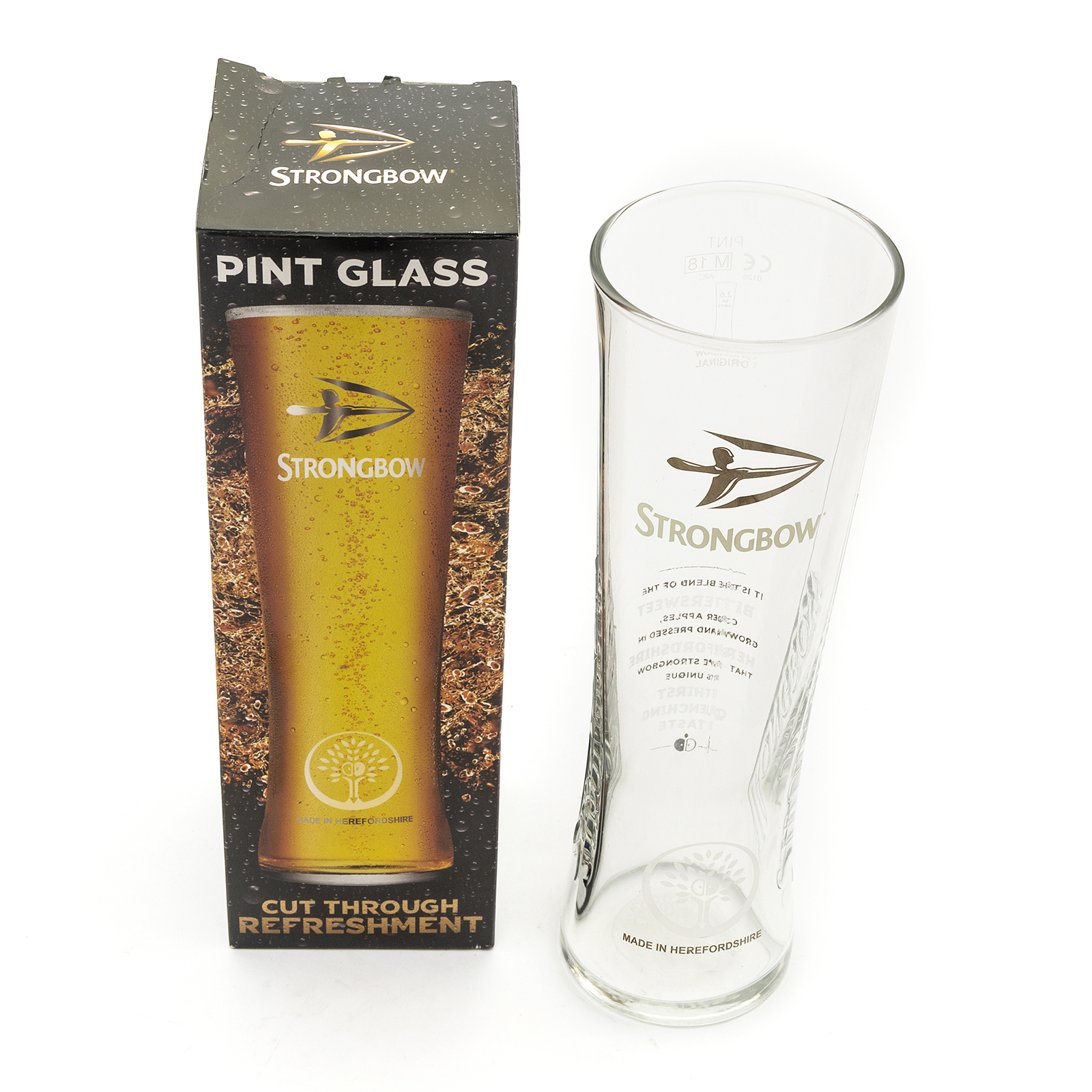 Official Strongbow Original Cider Tall Pint Glass Embossed New Home Bar ...