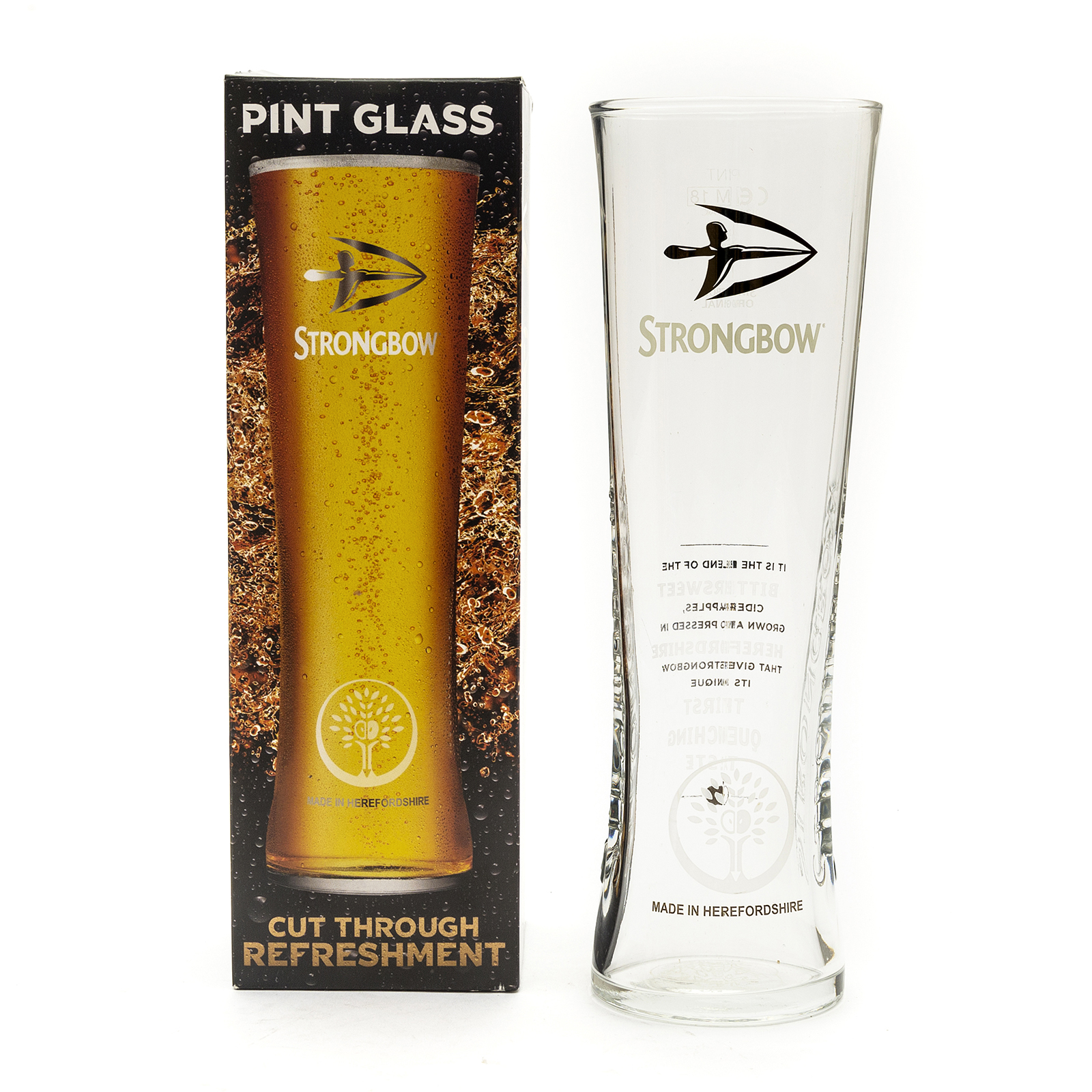 Official Strongbow Original Cider Tall Pint Glass Embossed New Home Bar ...