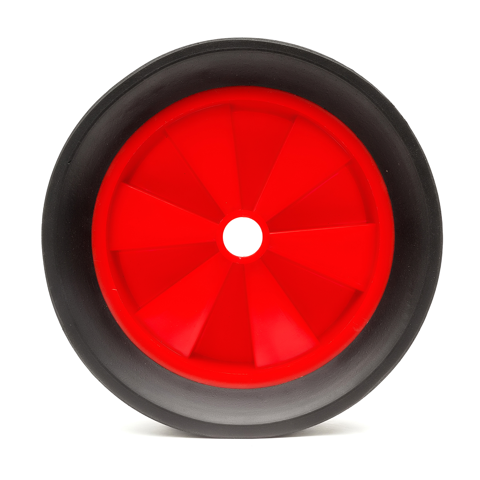 Red Plastic Wheel & Solid Rubber Tyre 10 Inch / 255mm Fits Wheelbarrow ...