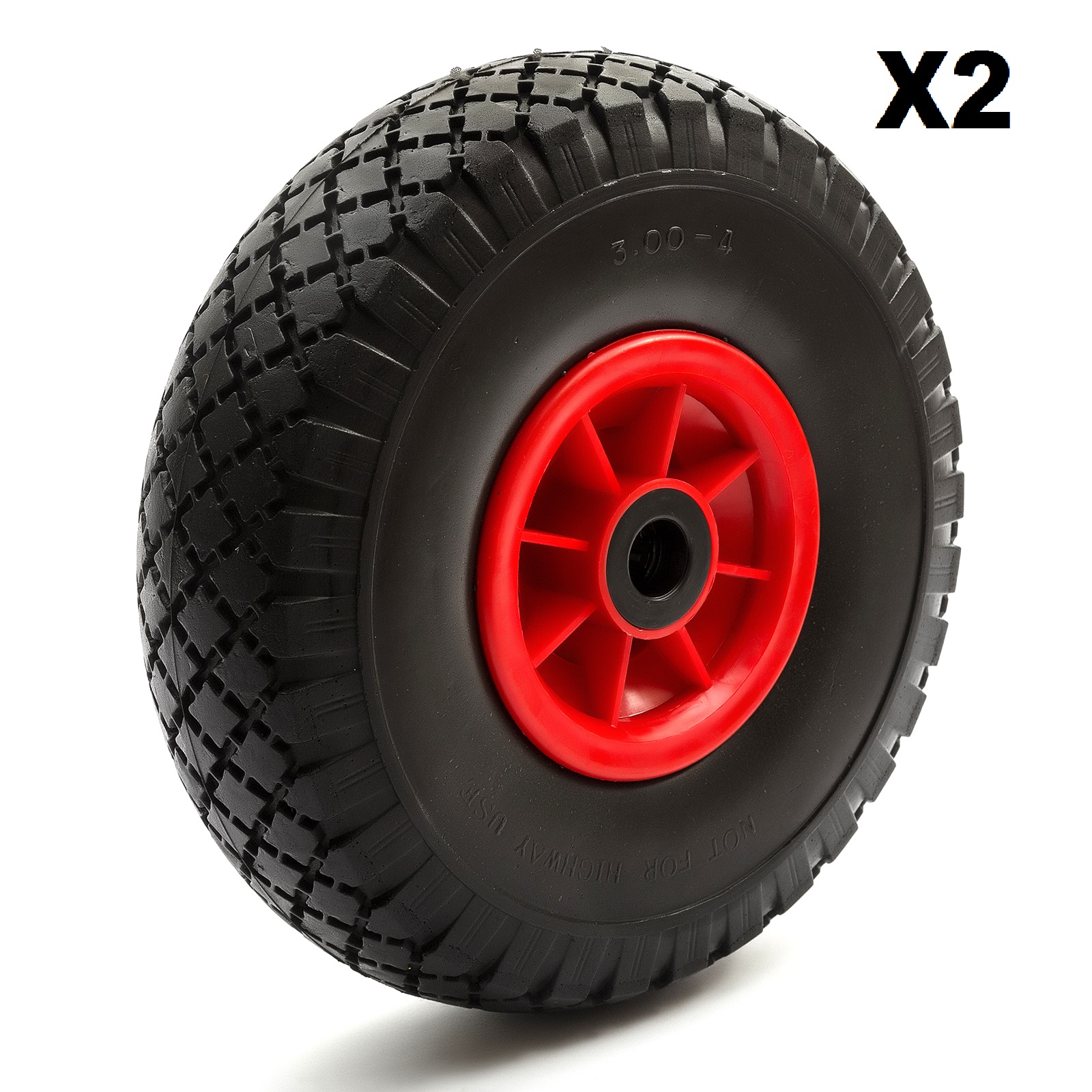 2x Fishing Trolley PU Tyre + Wheel 10 Inch 3.00-4 3.50-4 Puncture Proof ...