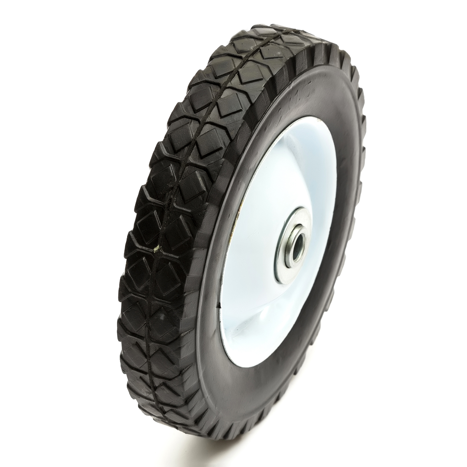 8 x 1.5 Inch Lawnmower Steel Wheel & Solid PU Tyre 8" Diamond Tread ...