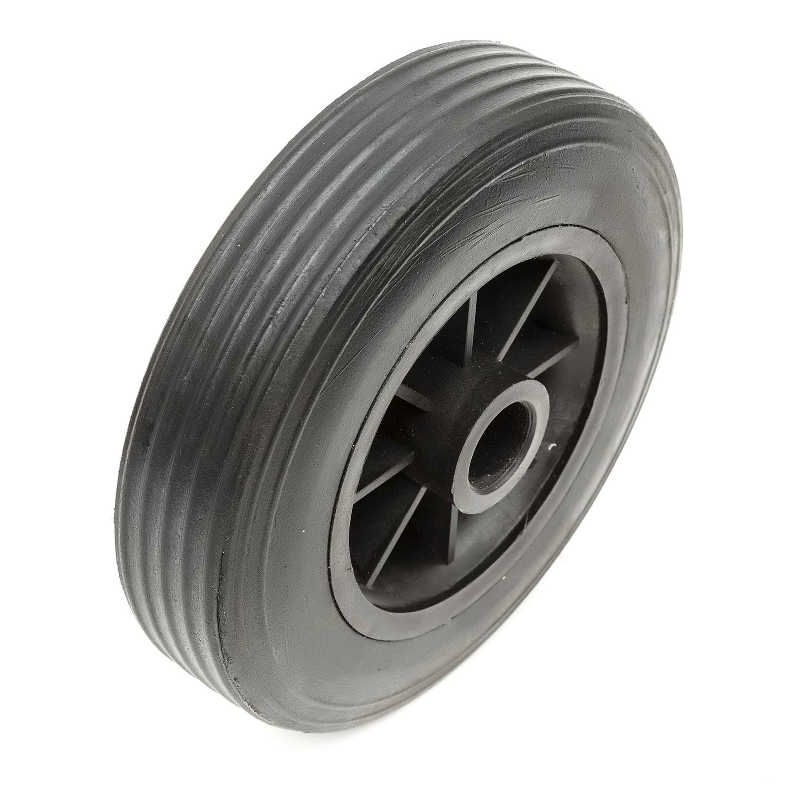Black Plastic Wheel & Solid Rubber Tyre 6 Inch 155x43 Fits Caravan ...