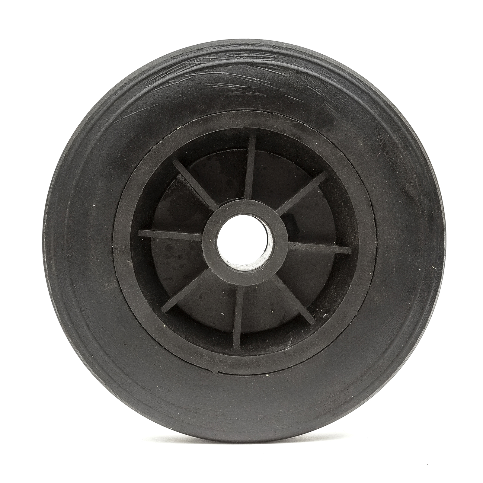 Black Plastic Wheel & Solid Rubber Tyre 6 Inch 155x43 Fits Caravan ...