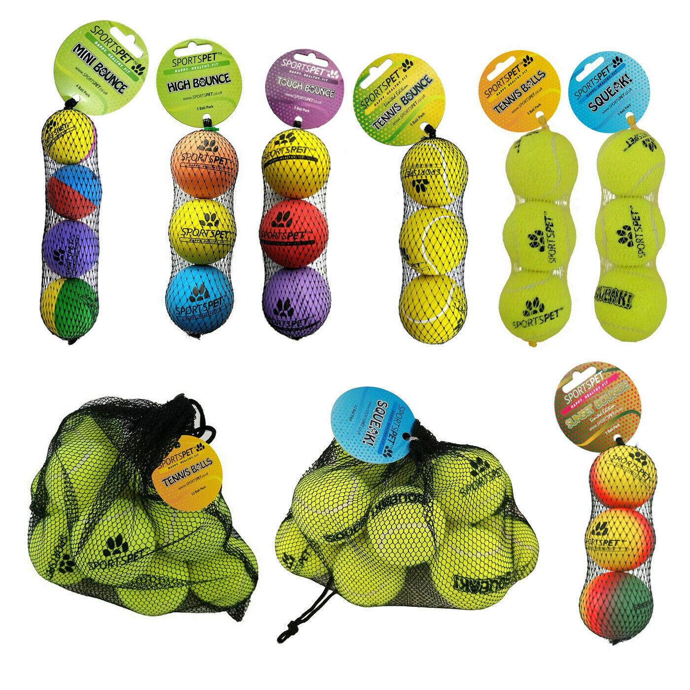 SPORTSPET Tennis Balls High Tough Bounce Throw Fetch Catch Play Dog ...