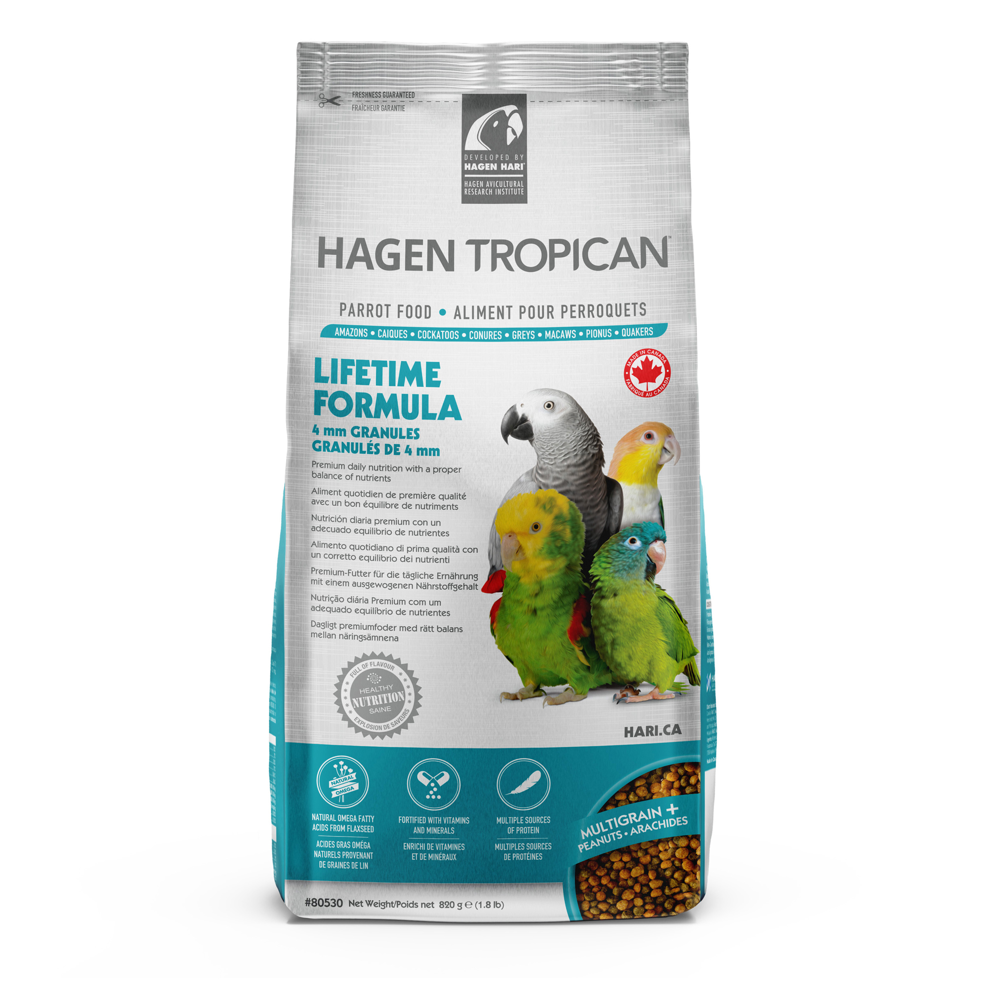 Parrot Cockatiel Food Hagen Hari Tropican Bird Feed Lifetime Granules ...