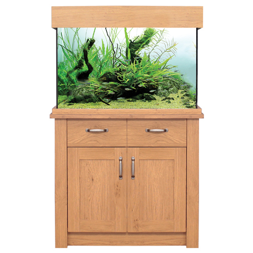 Oak Style Aquarium Fish Tank & Cabinet AQUA ONE Filter LED Lighting