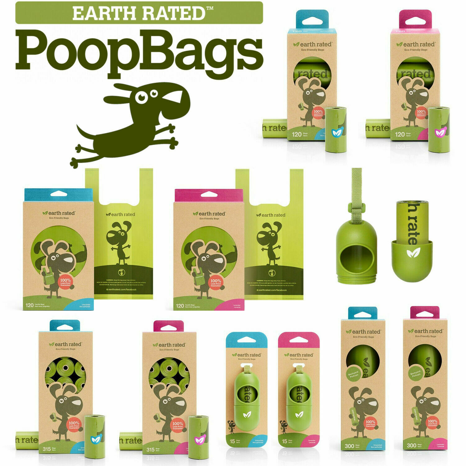 Earth Rated Dog Puppy Poo Bags Poop Waste Refill Roll Lavender Scented ...