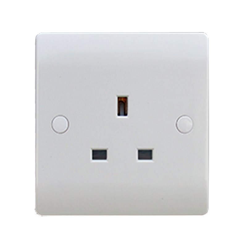 Sline 1 Gang White 13a Unswitched Single Pole UK Plug Socket in Durable ...