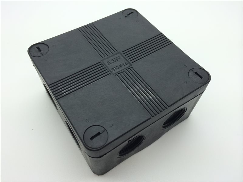 IP66 JUNCTION BOX Black Combination Connection Box 90x90x56mm Outdoor ...