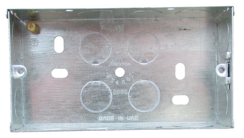 2 Gang 25mm Single Flush Recessed Galvanised Metal Back Box - Switches ...