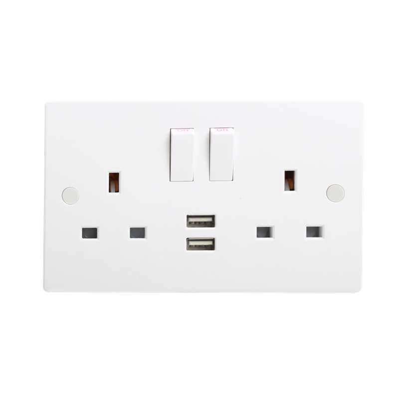 Electrical Plug Double Gang Socket With 2 USB Outlets Electric Wall ...