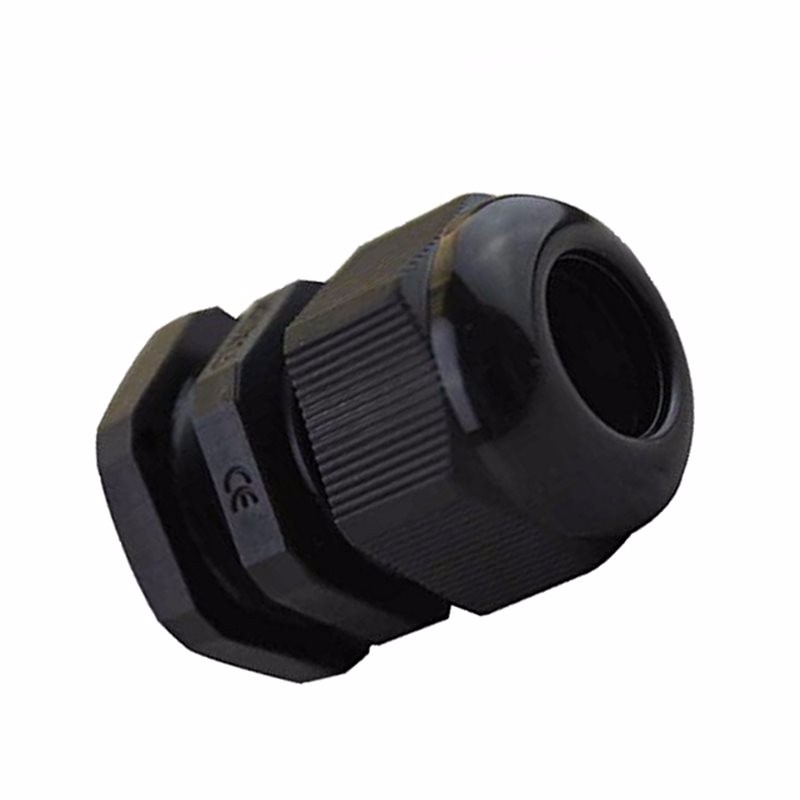 M12 IP68 3-6mm Compression Cable Gland With Washer & Locknut in Black ...