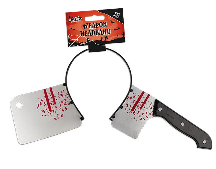 ADULTS HALLOWEEN KNIFE Headband Scary Blood Splatter Costume Party ...