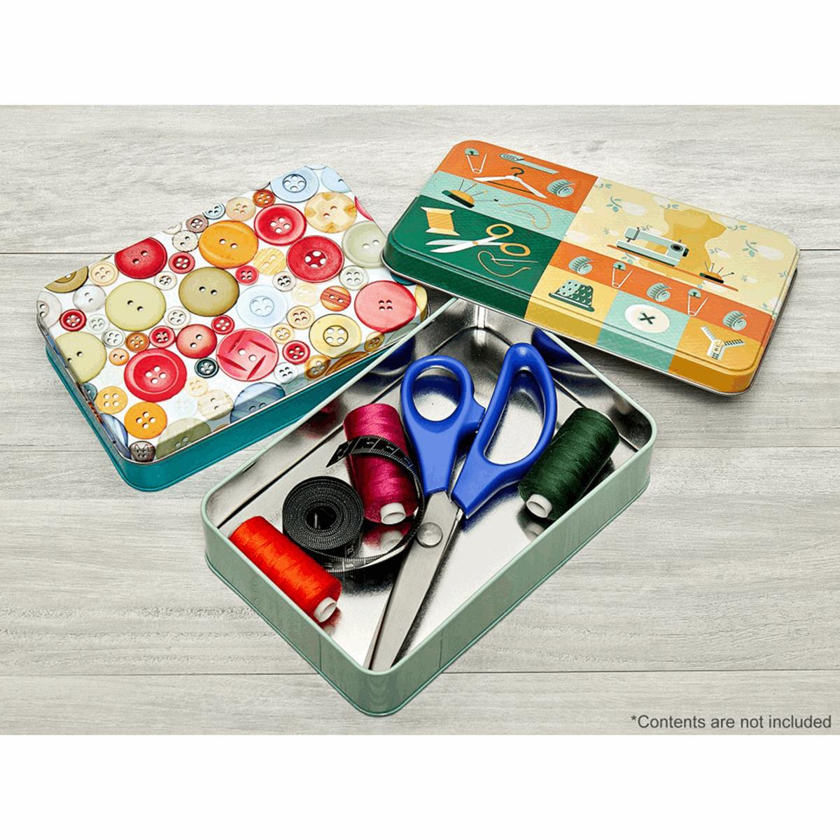 Set of 2 Storage Tins - Buttons Sewing Theme - Choice of Design Crafts ...