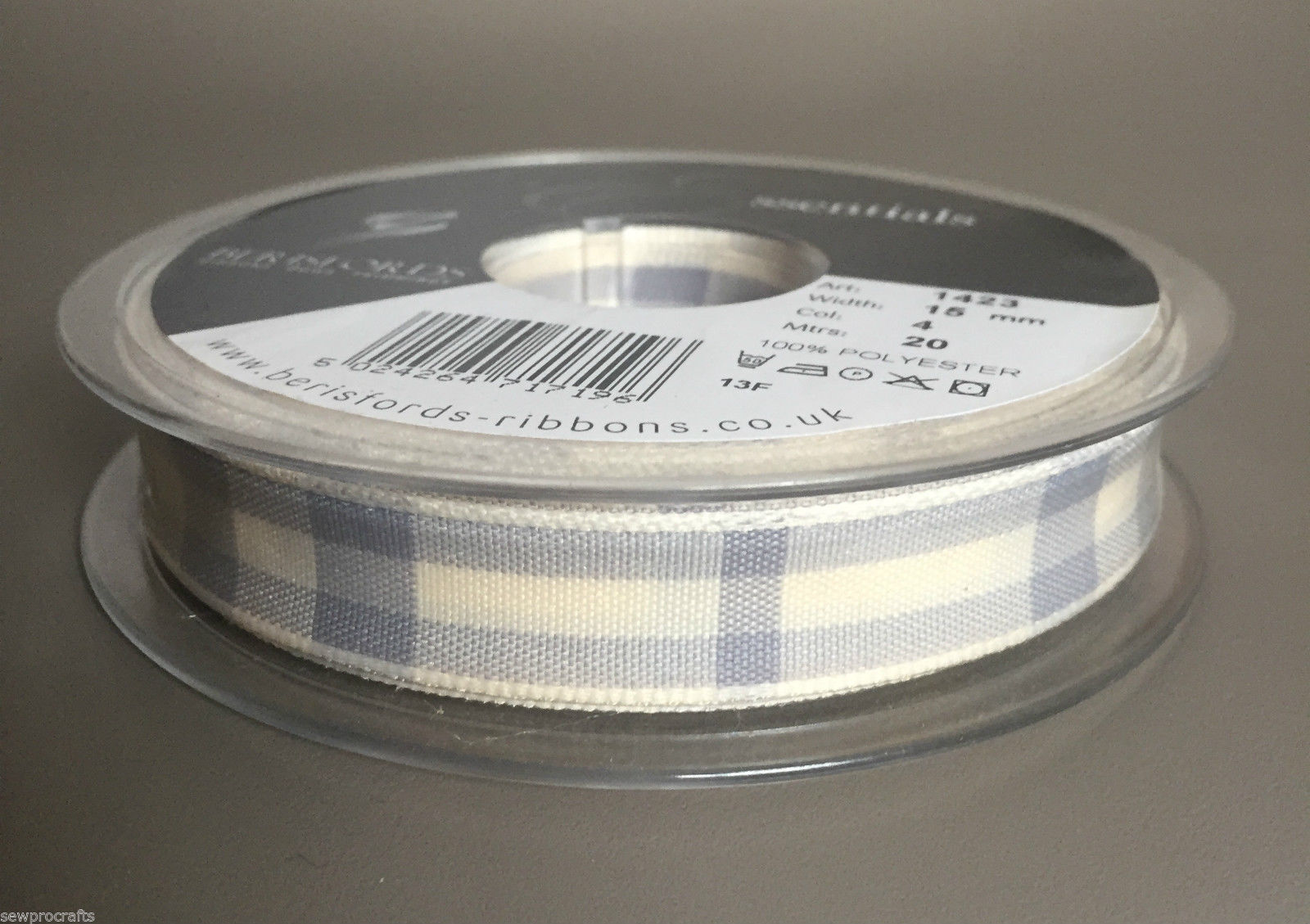 Berisfords Ribbon Rustic Tartan 15mm-25mm Vintage Blue Grey Red Black ...