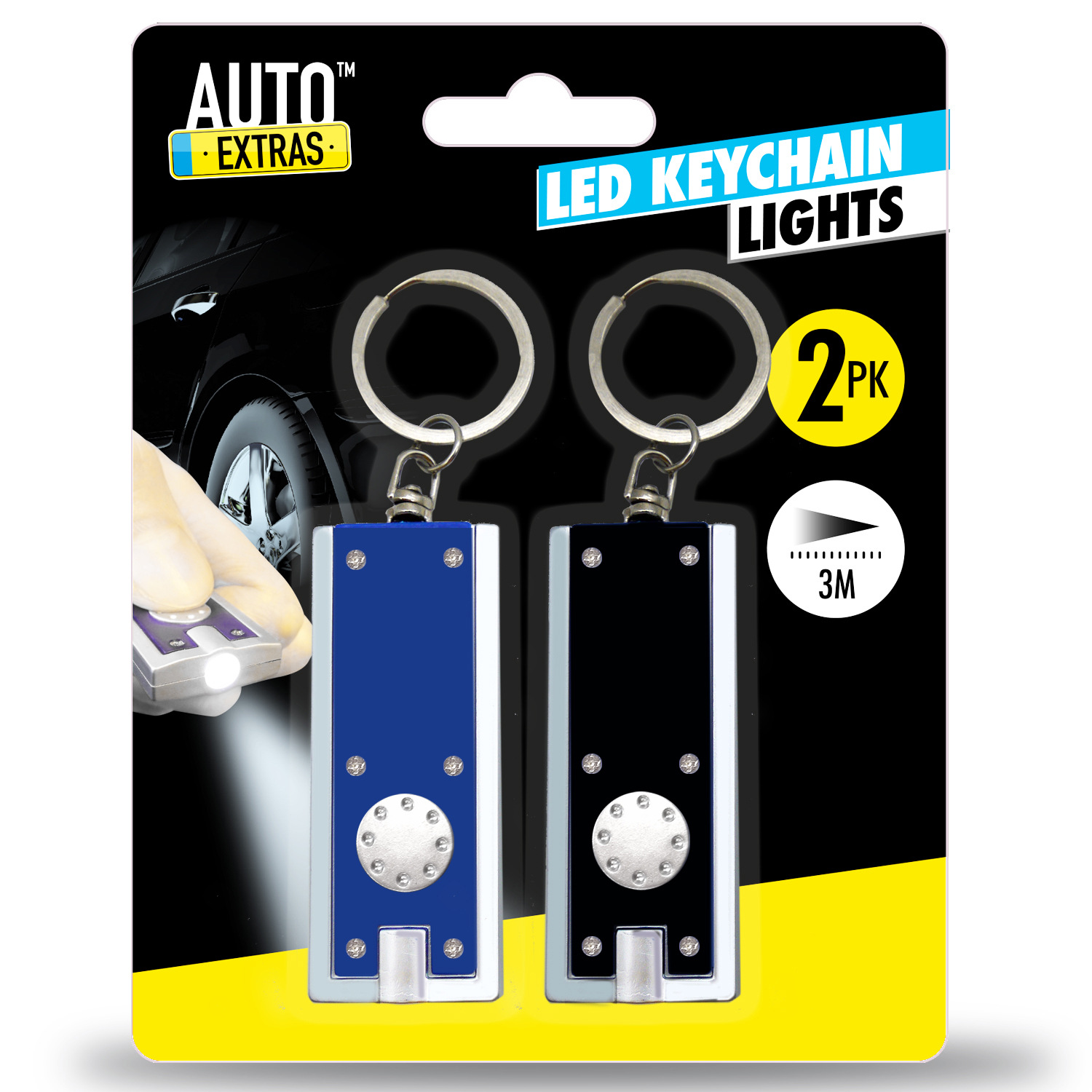 2 x LED Key Chain Torch Super Slim Key Ring Flash Light Key Holder ...