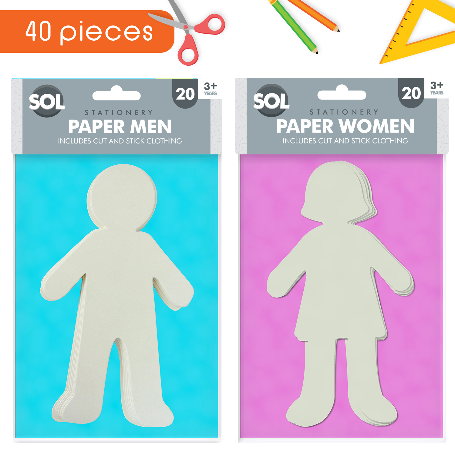 40 Paper People Cut Outs for Kids Arts and Crafts 20 Boy 20 Girl Cut ...