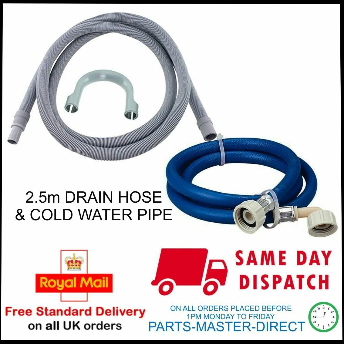 Unbranded Washing Machine And Dishwasher 2.5 Meter Drain Hose And Cold ...