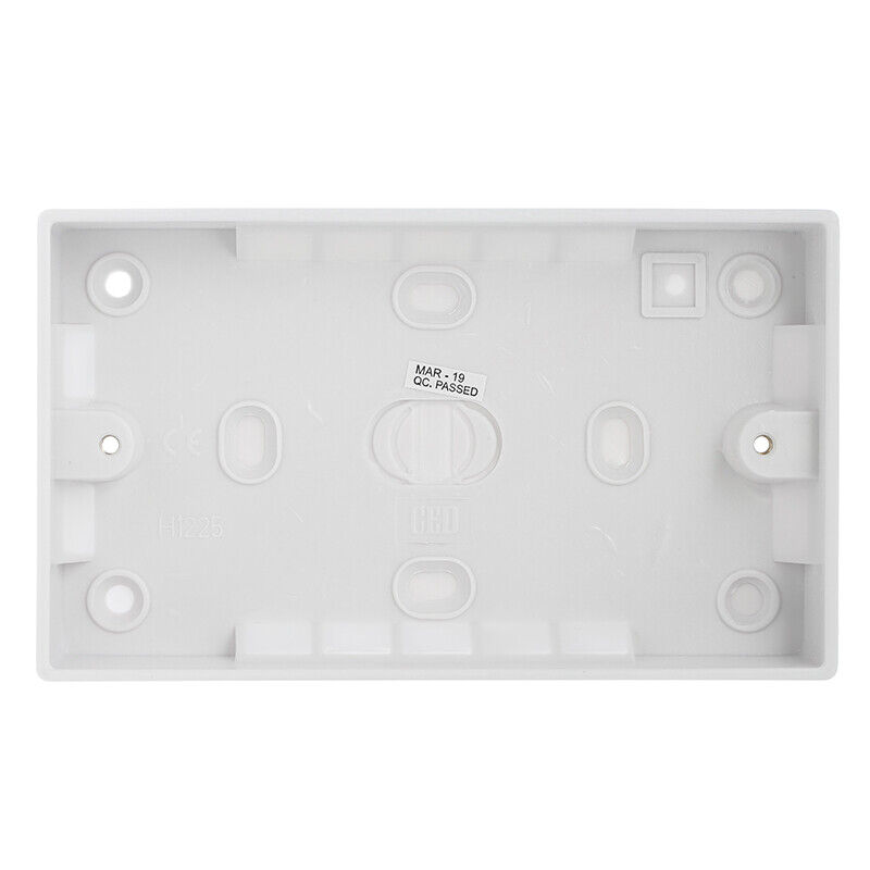 Unbranded 25mm Double Pattress Back Box White Plastic Mains Box 2 Gang ...