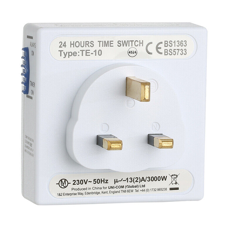 Unbranded Automatic Mains Timer Socket Switch 15min Segments Up To 24 ...
