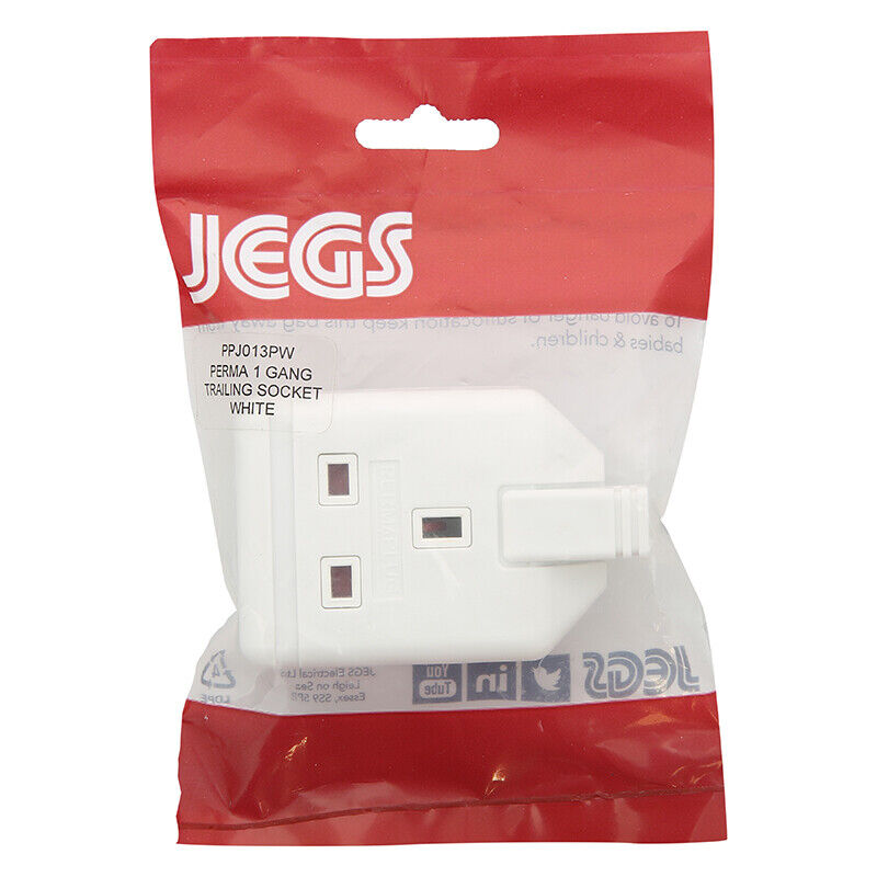 Unbranded 1 Gang Trailing Socket 3 Pin White 13 Amp Perma Rubber ...