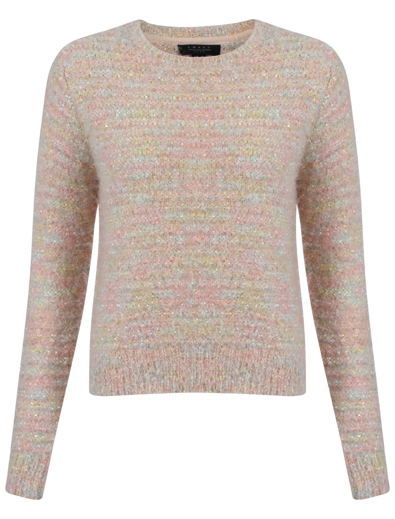 Womens Amara Reya Ladies Crew Neck Long Sleeve Feather Knit Jumper Top ...