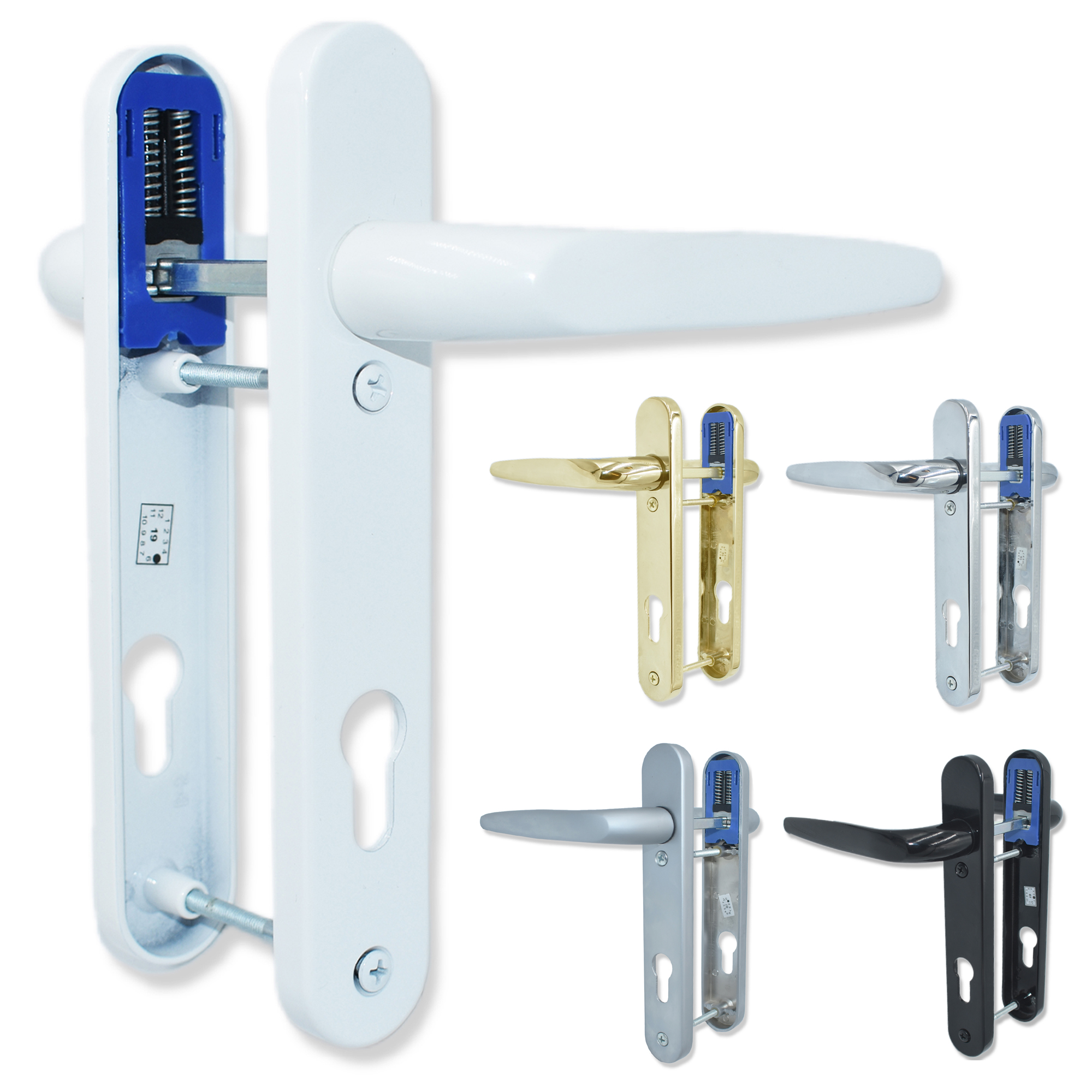 UPVC Door Handle Trojan Sparta Sprung 92mm PZ Double Glazing Pair Set ...