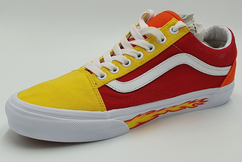 Vans Off The Wall Low Canvas Trainers 721454 Yellow/Red/Flame/Gum UK8 ...