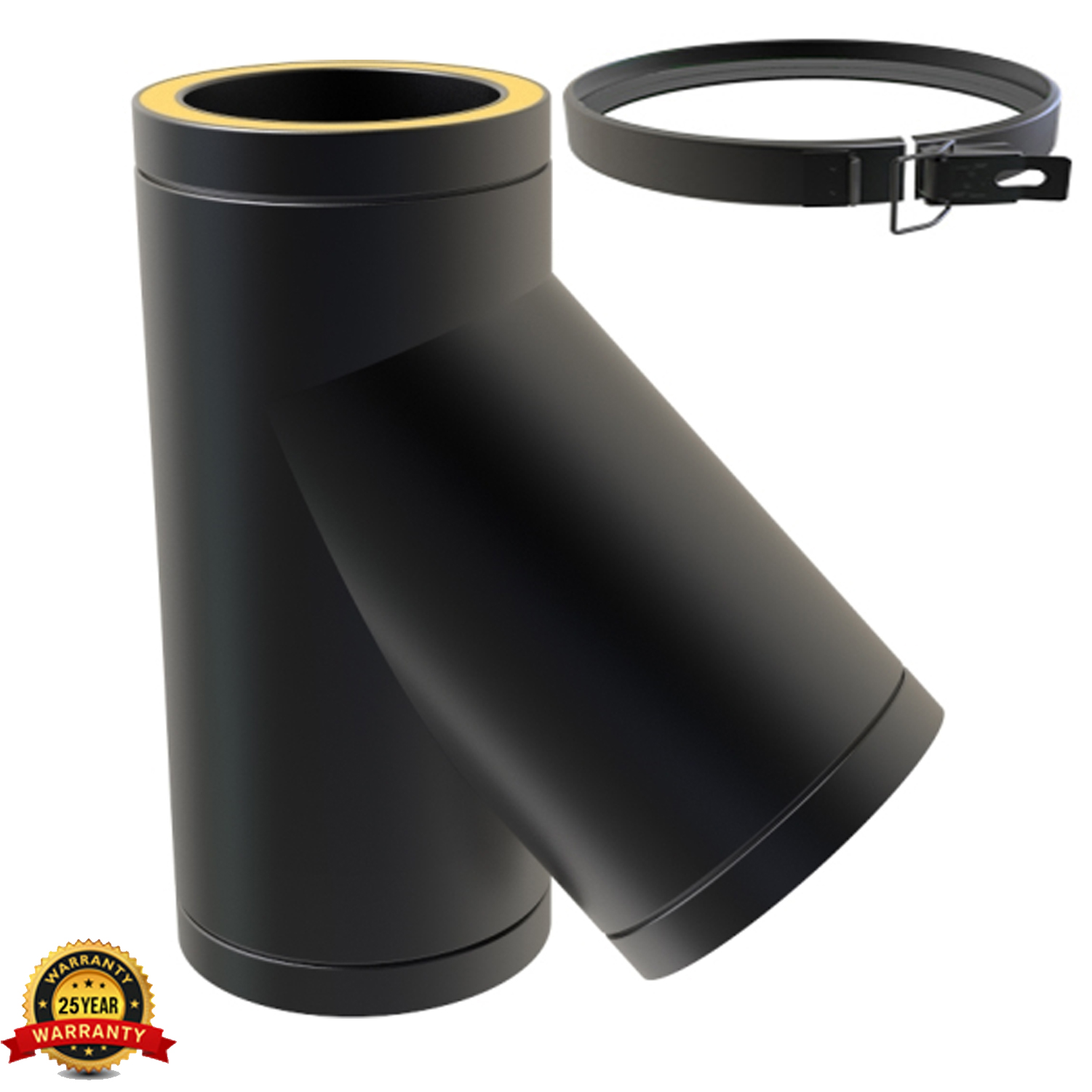 Twin Wall Insulated Flue Pipe Black 6 inch HETAS Cert Wood Burning ...