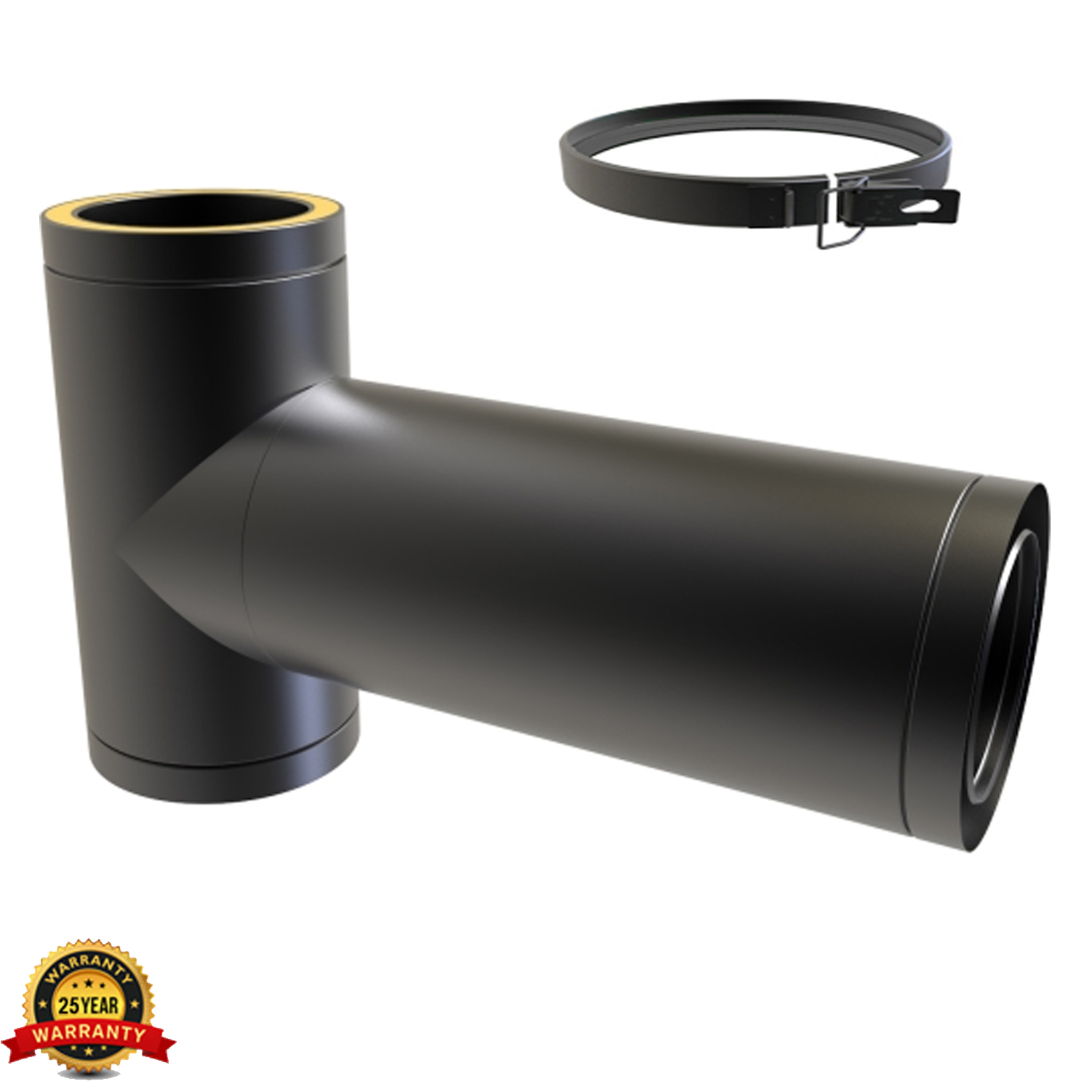 Twin Wall Insulated Flue Pipe Black 6 inch HETAS Cert Wood Burning ...