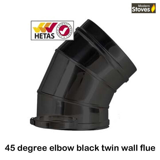 Twin Wall Insulated Flue Pipe Black 6 inch HETAS Cert Wood Burning ...